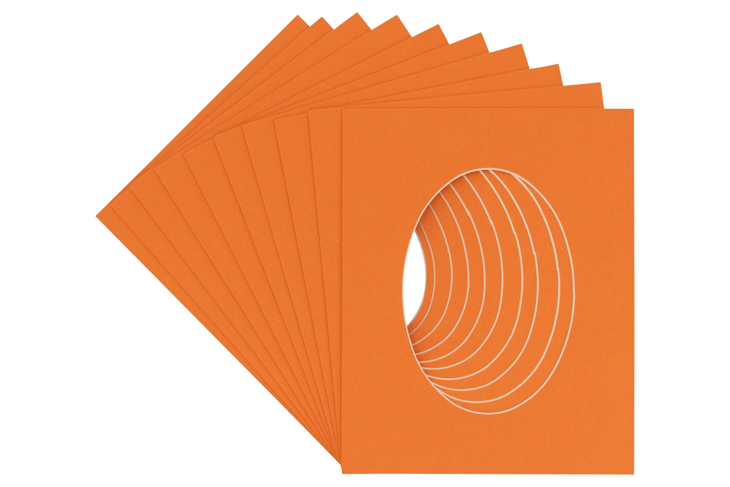 Orange Acid Free 6x7.5 Oval Picture Frame Mat with White Core Bevel Cut ...