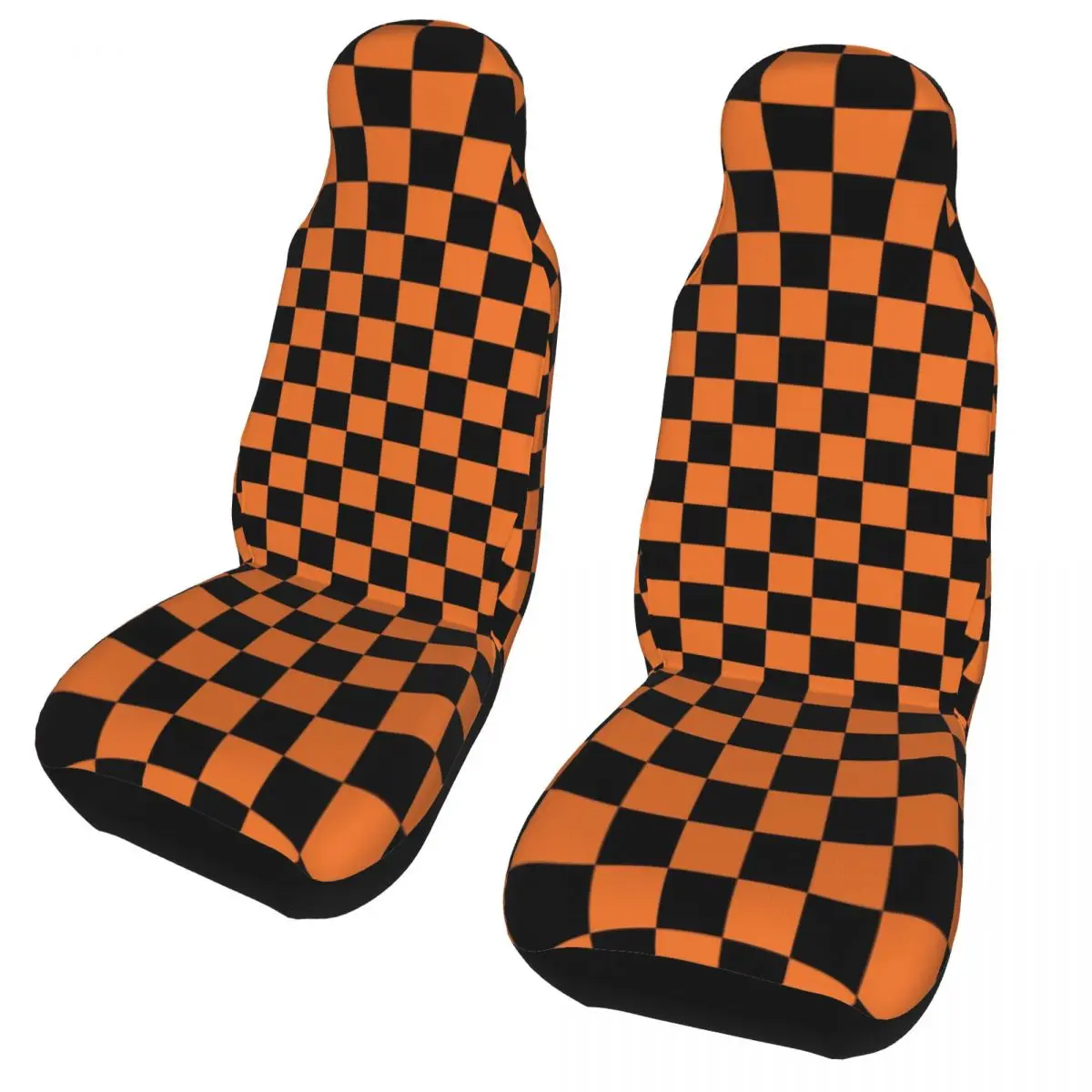 Orange And Black Checkered Pattern Car Seat Cover Plaid Seat Covers for ...