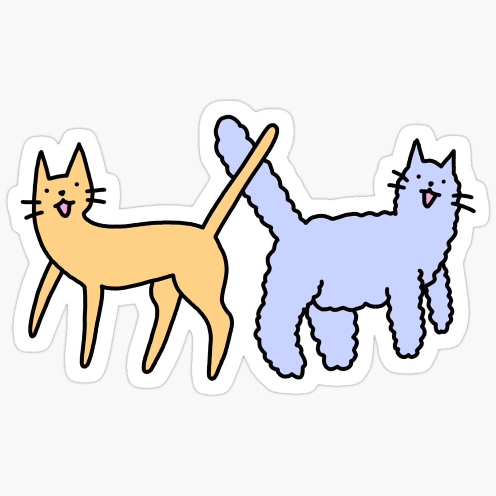 Orange And Blue Cat Friends Sticker Phone Decal Water Bottle Stickers ...