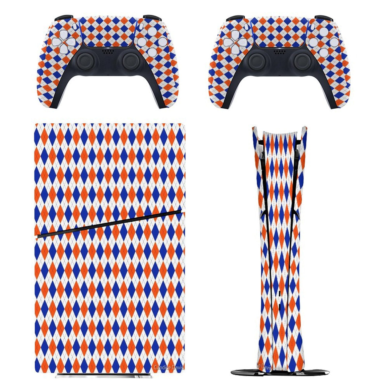 Orange And Blue Traditional Argyle All Over Print PS5/PS5 Pro/PS5 Slim ...