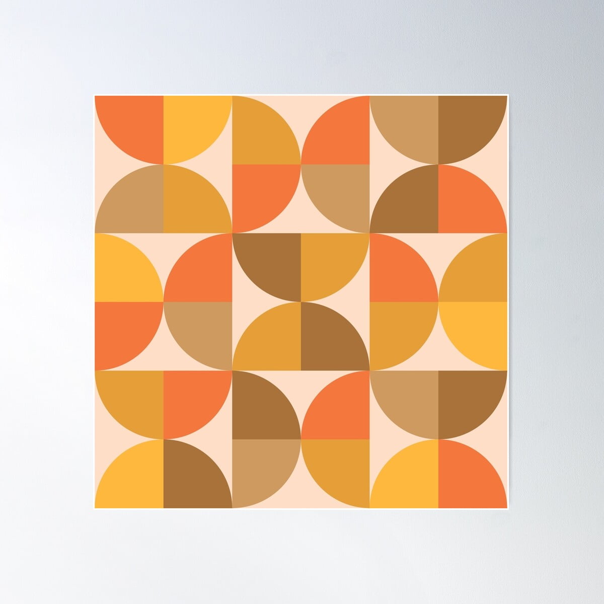 Orange And Brown Mid Century Modern Geometric Half Circles Pattern ...