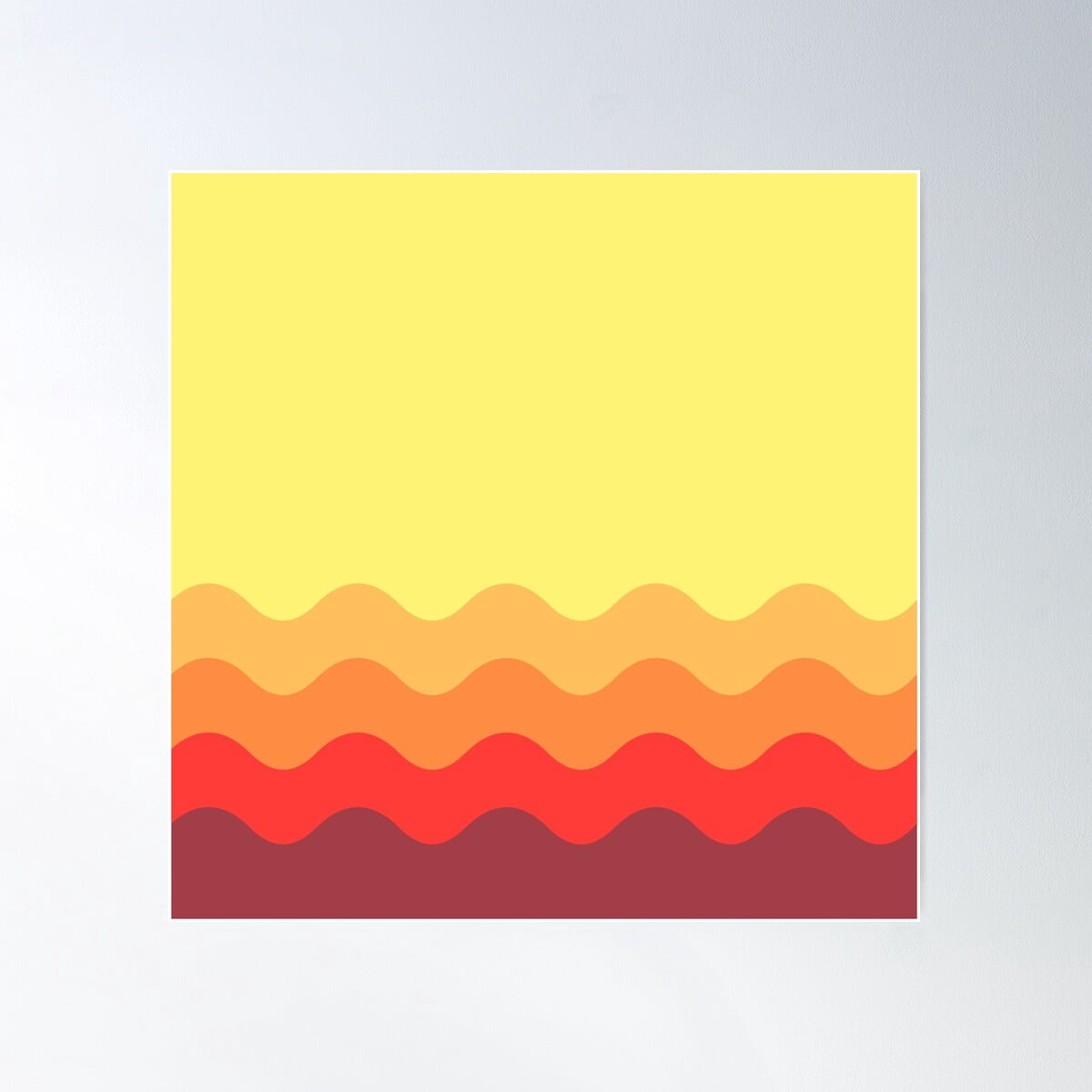 Orange And Red Funky Retro Waves Pattern Poster Wall Art, Modern Wall ...