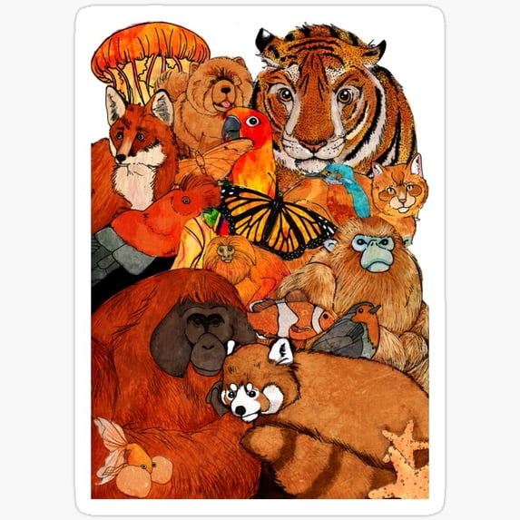 Orange Animals Sticker Phone Decal Water Bottle Stickers Car Decals ...
