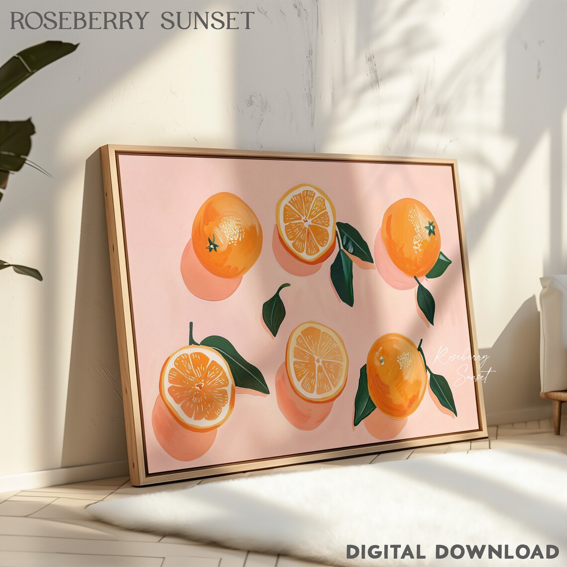 Orange Art Print, Boho Botanical Citrus Fruit Wall Art, Clementine Art ...