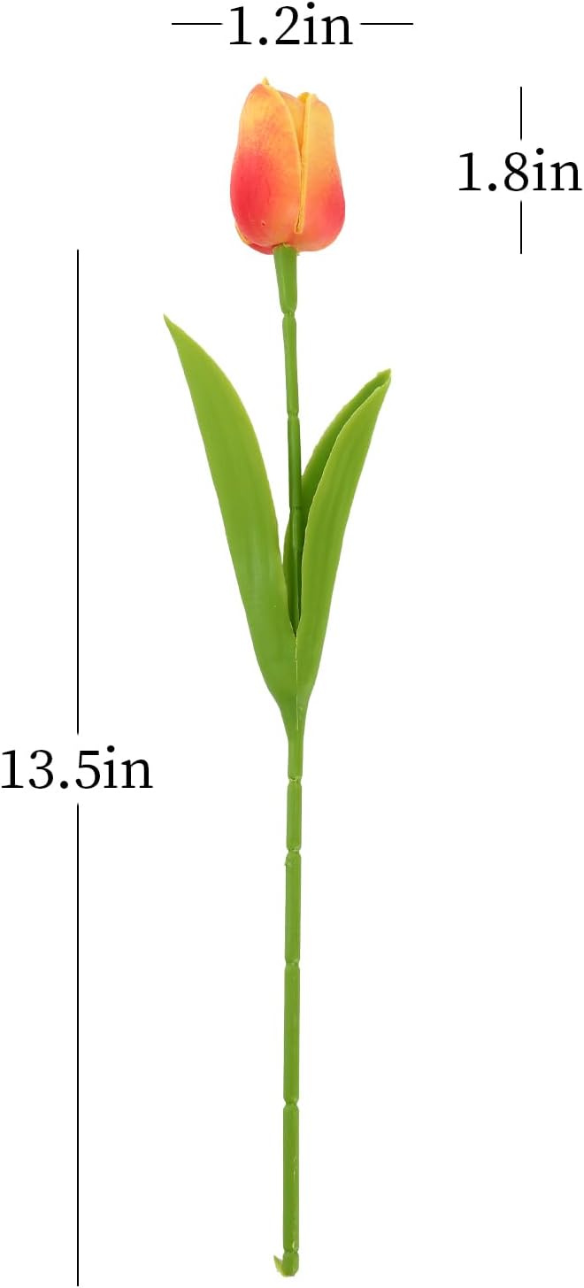 Orange Artificial Flowers - 20 Tulips Realistic Touch Spring And Summer ...