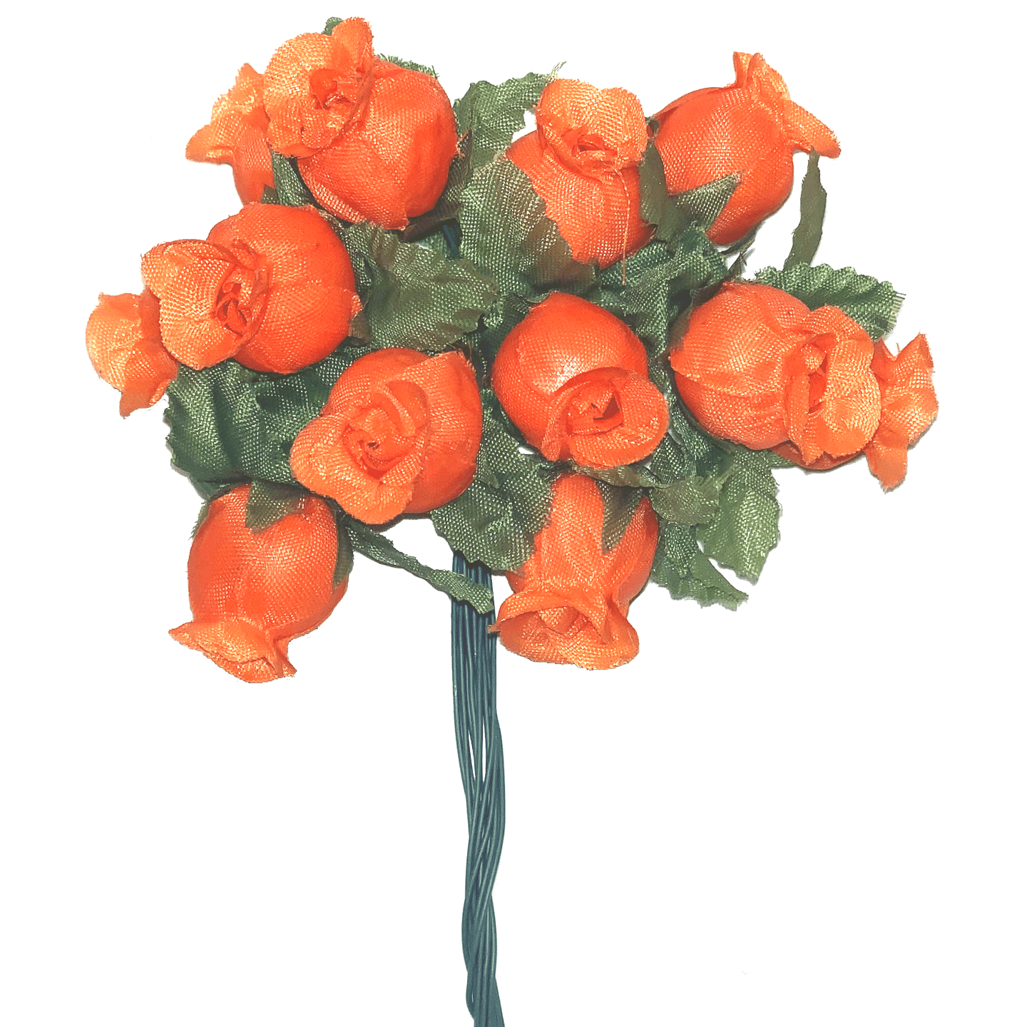 Orange Artificial Silk Flower Roses - 12 Mini Bouquets of 12 Rosebuds ...
