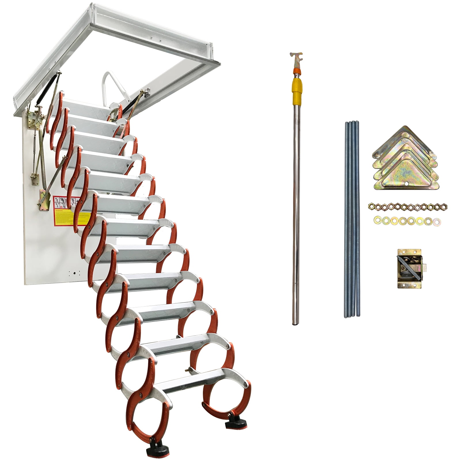 Orange Attic Pull Down Ceiling Ladder Stairs Hidden Telescopic Folding ...