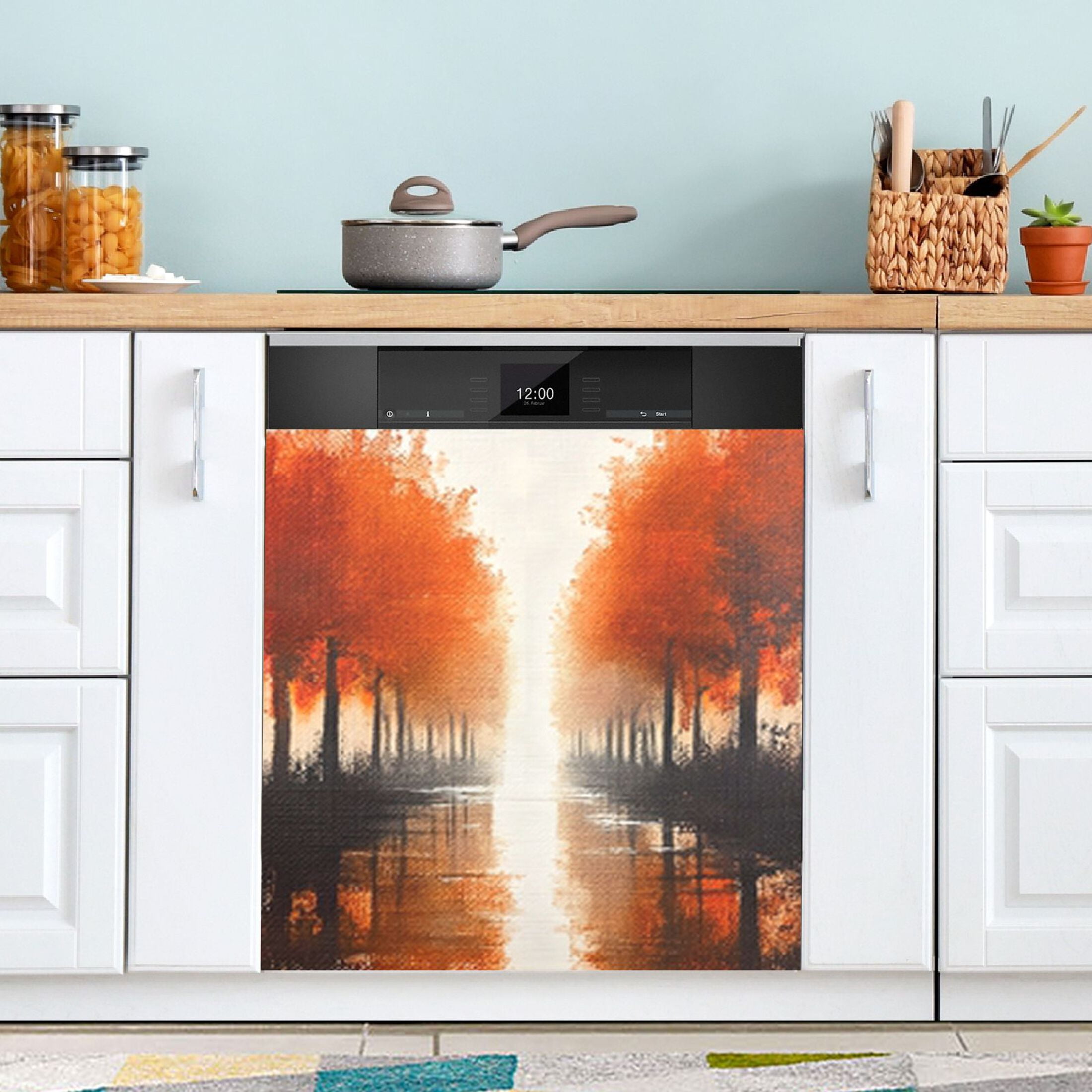 Orange Autumn Landscape Christmas Dishwasher Magnet Cover Reuseable ...