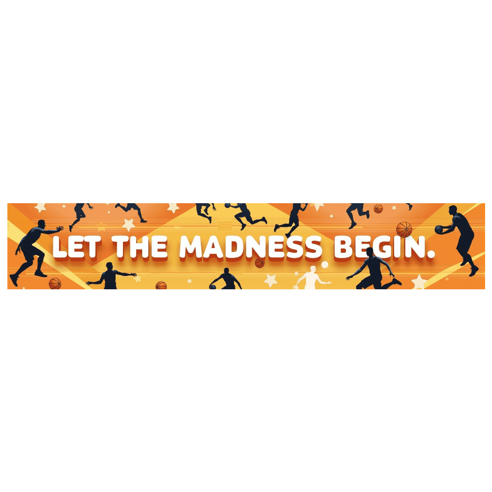 Orange Background Basketball Themed Banner with Player Silhouettes ...