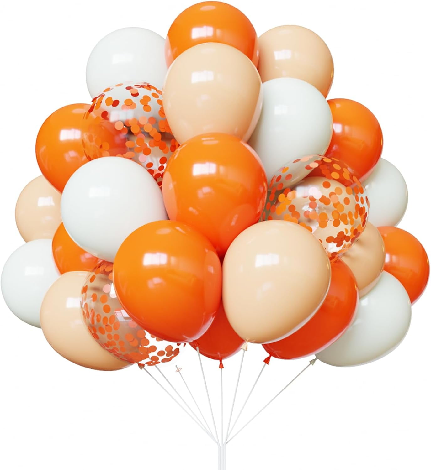 Orange Balloons, 67pcs 12 Inch Sand White and Orange Confetti Balloons ...