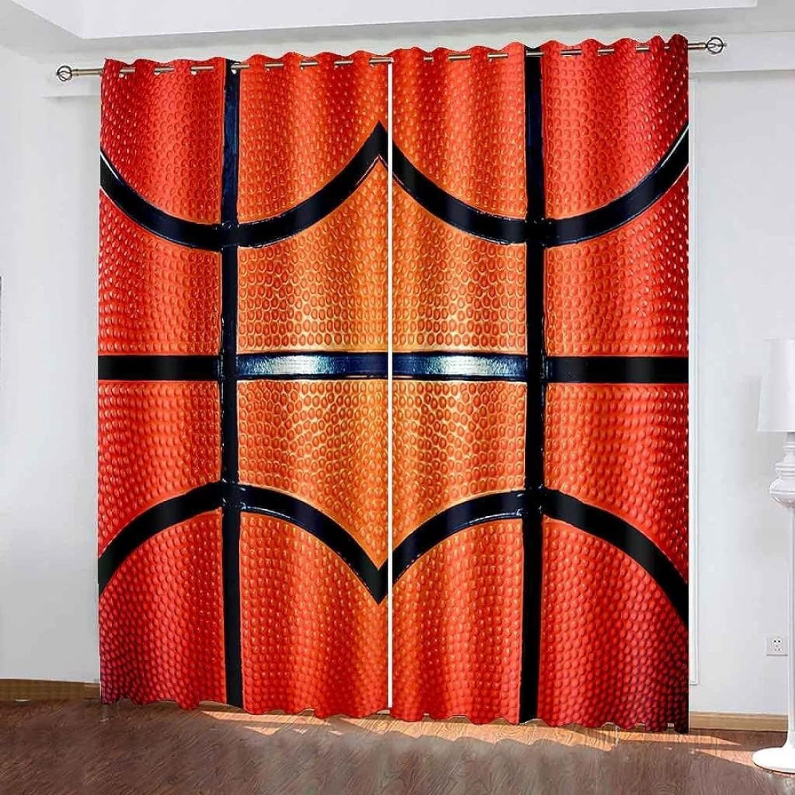 Orange Basketball Texture 3D Printed Drapes, Sports Style Blackout ...