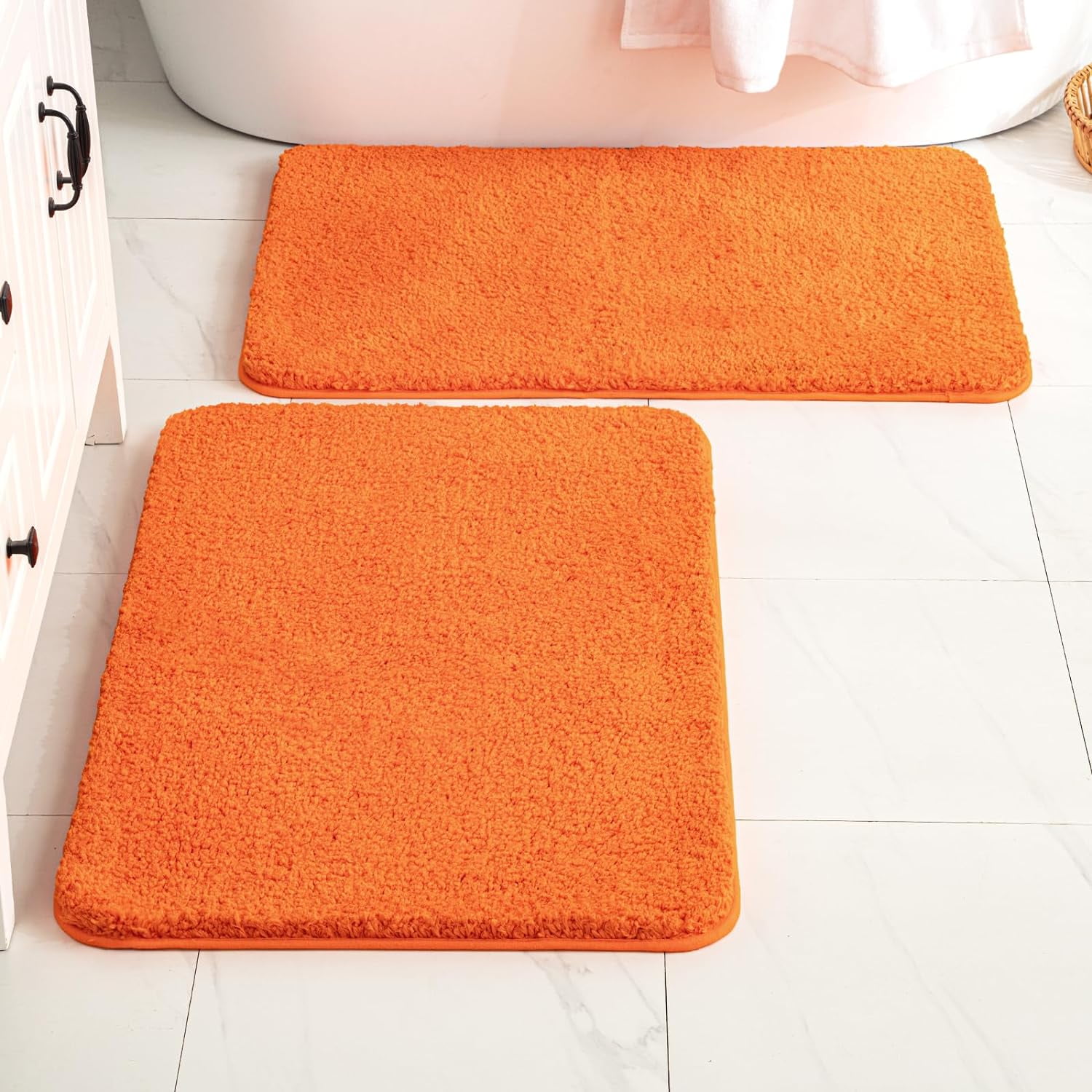 Orange Bathroom Rugs Sets 2 Piece - Fall Absorbent Bath Mats Set Made ...