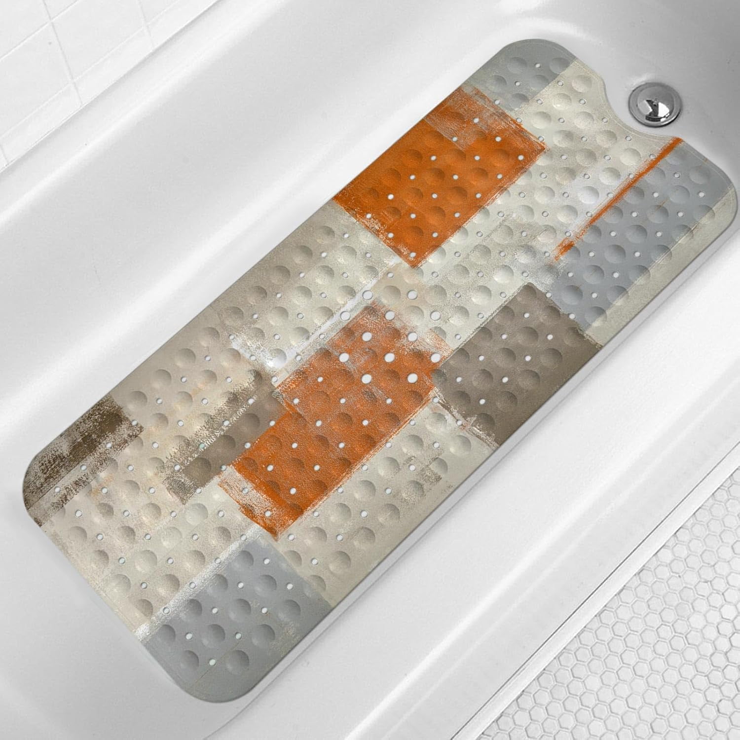 Orange Bathtub Mat Non Slip, 40 X 16 Inch Tub Mat for Bathroom ...