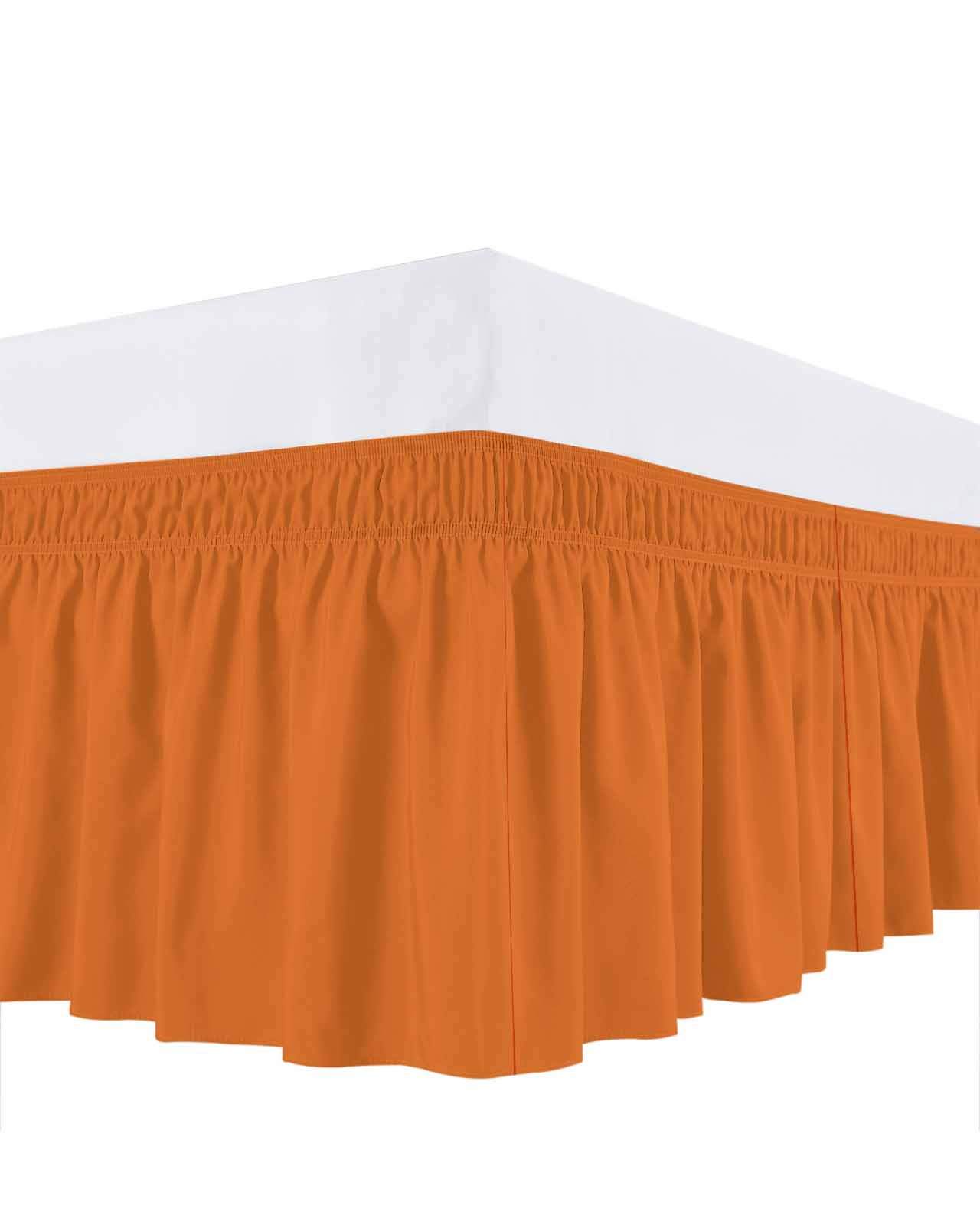Orange Bed Skirt Queen Size, Pure Orange Wrap Around Bed Skirting with ...
