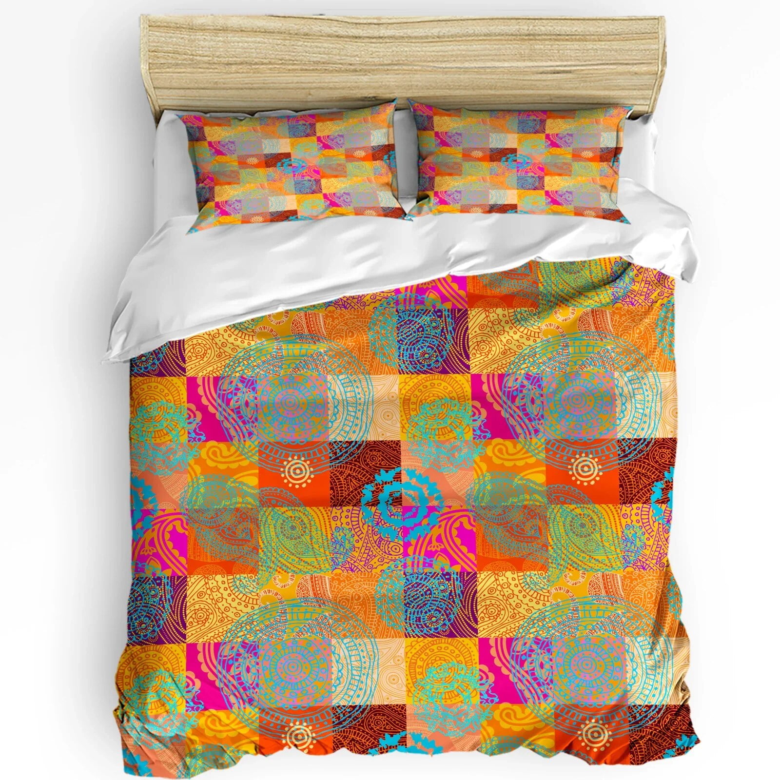 Orange Bedding Set For Bedroom Bed Home Royal Antique Motifs with ...