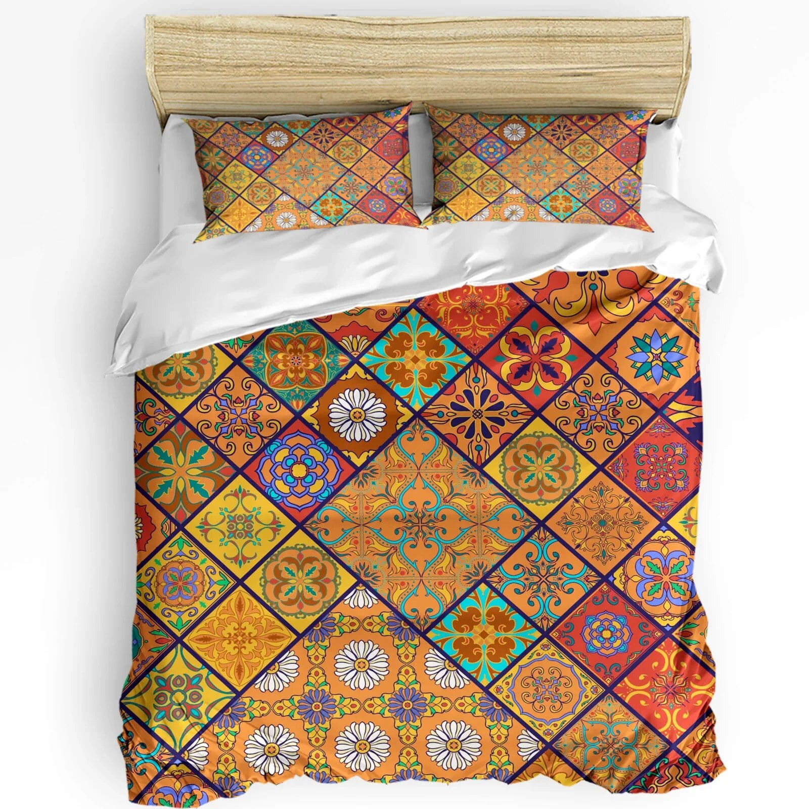 Orange Bedding Set For Bedroom Bed Home Royal Antique Motifs with ...