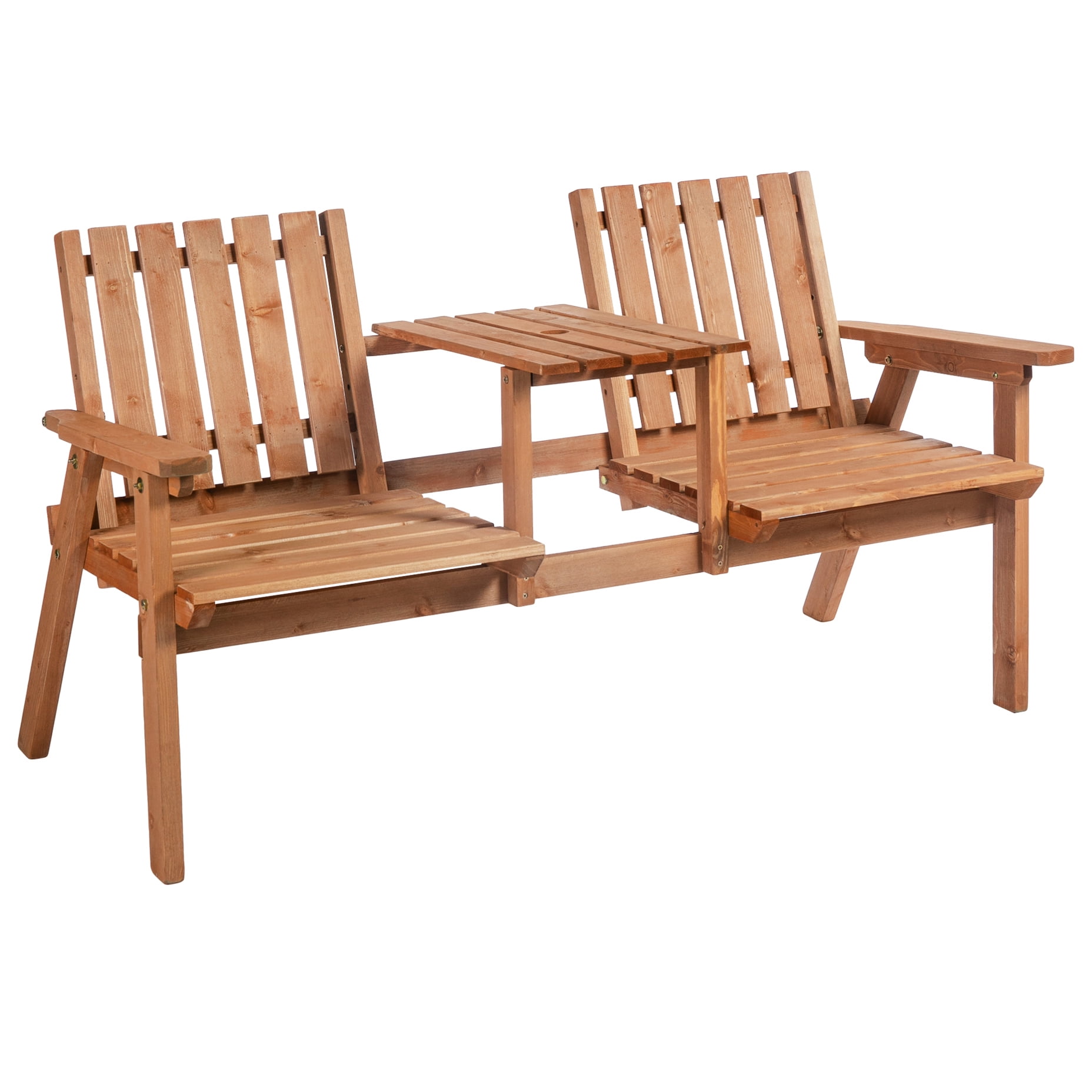 Orange Bench For Patio - Garden With Middle Table And Umbrella Hole ...