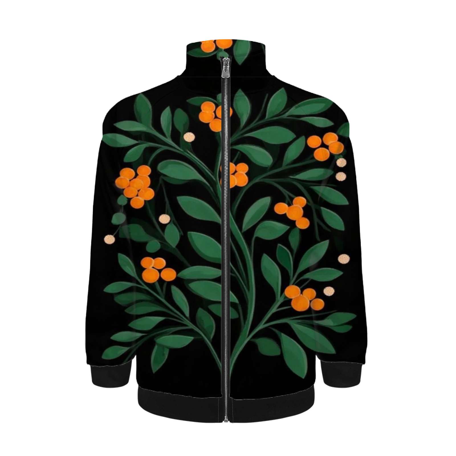 Orange Berries Dark Green Leaves Jacket Men's Street Cool Long Sleeves ...
