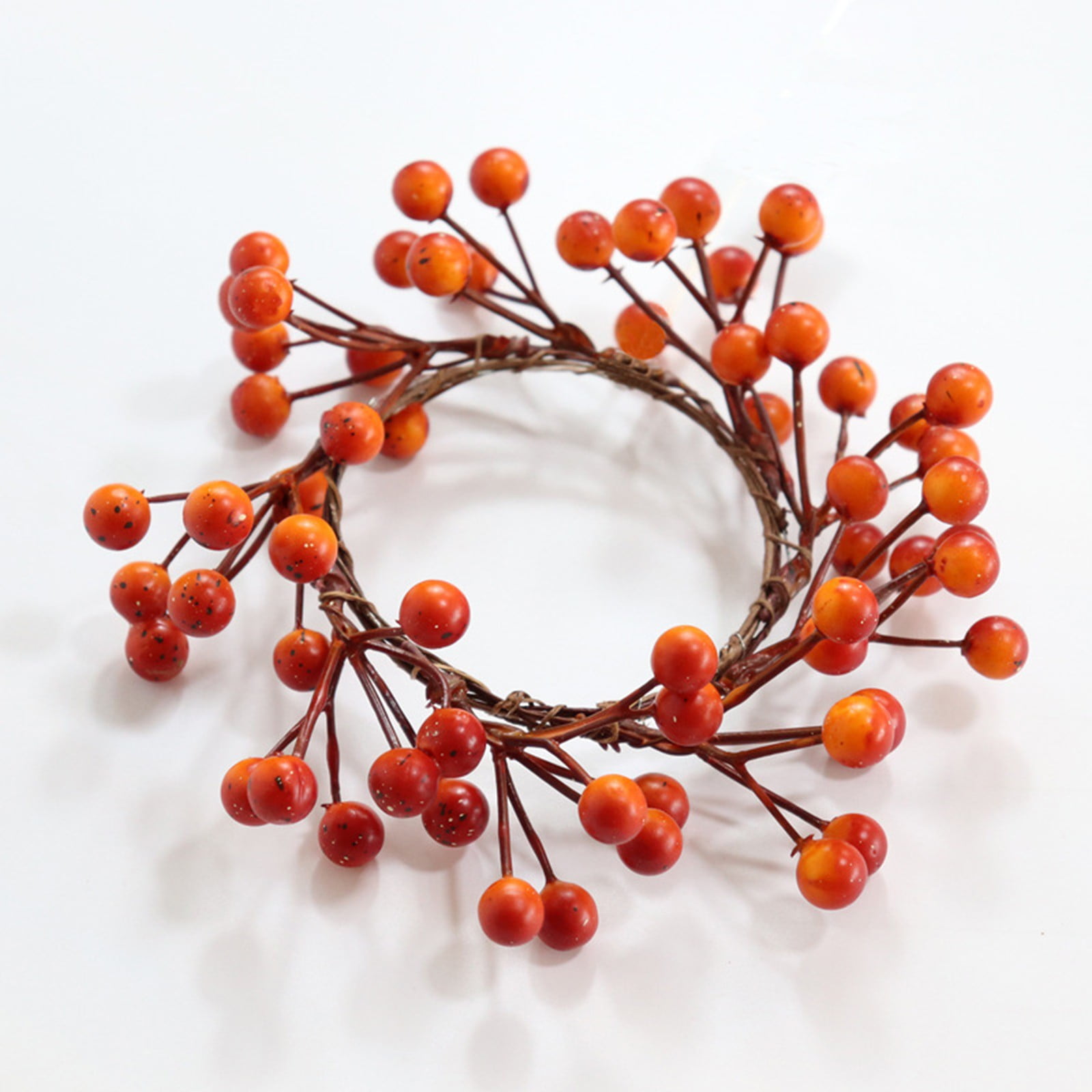 Orange Berry String Wreath - Autumn Fall Candle Ring Garland with ...
