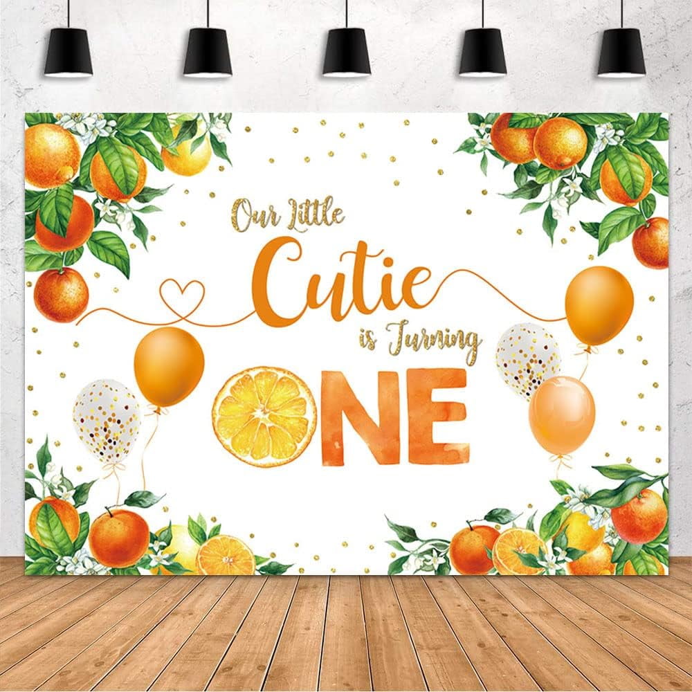 Orange Birthday Backdrop 1st Birthday Party Decorations Supplies Our ...