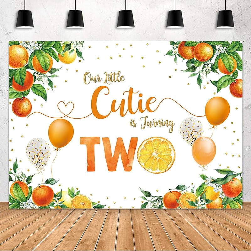 Orange Birthday Backdrop 2nd Birthday Party Decorations Supplies Our ...
