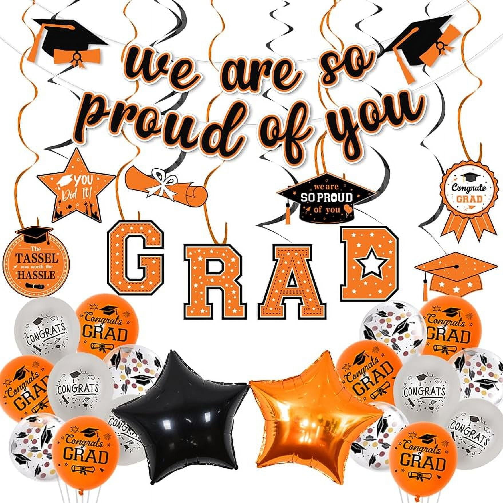 Orange and Black Graduation Decorations 2024 Graduation Hanging Swirls ...
