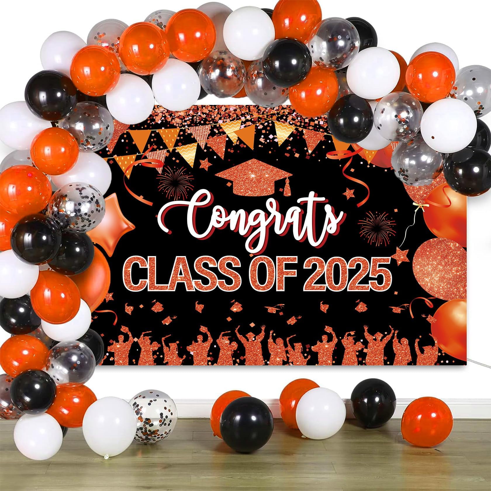 Orange and Black Graduation MSF2 Decorations Class of 2025 Banner with ...