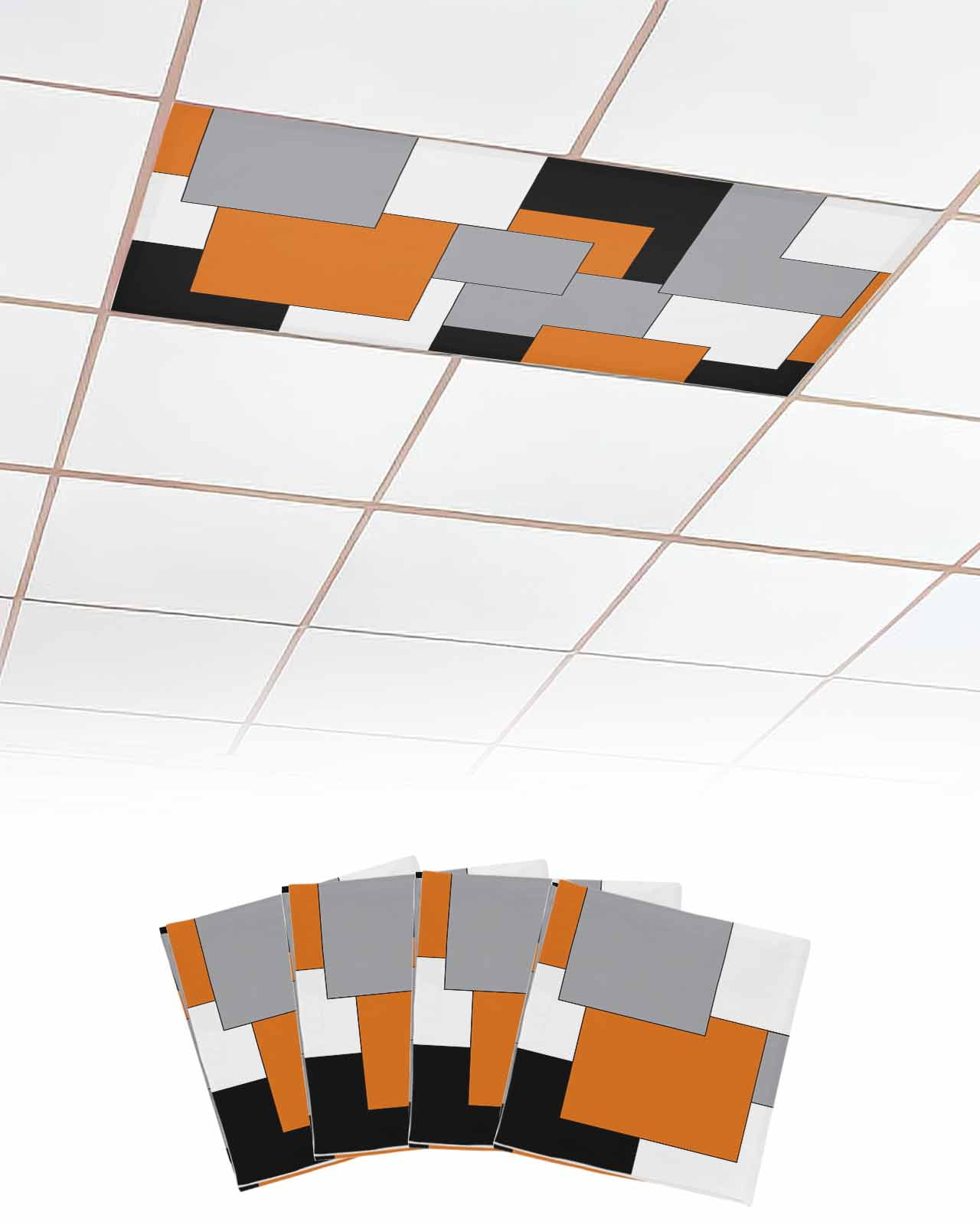 Orange Black Grey Fluorescent Light Covers for Ceiling Lights 4x2 feet ...