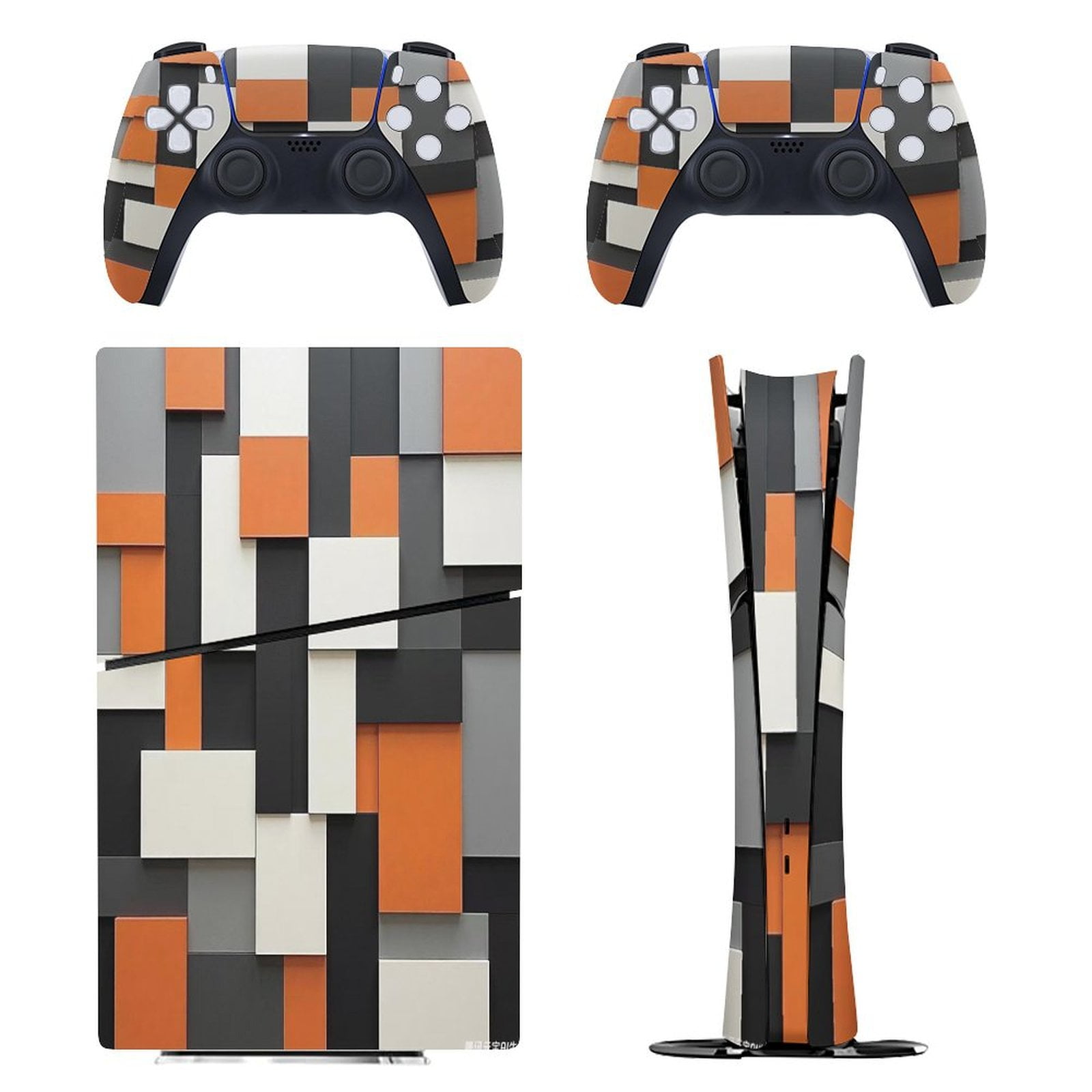 Orange Black Grey White Geometric PS5/PS5 Slim Digital Disc Skin ...
