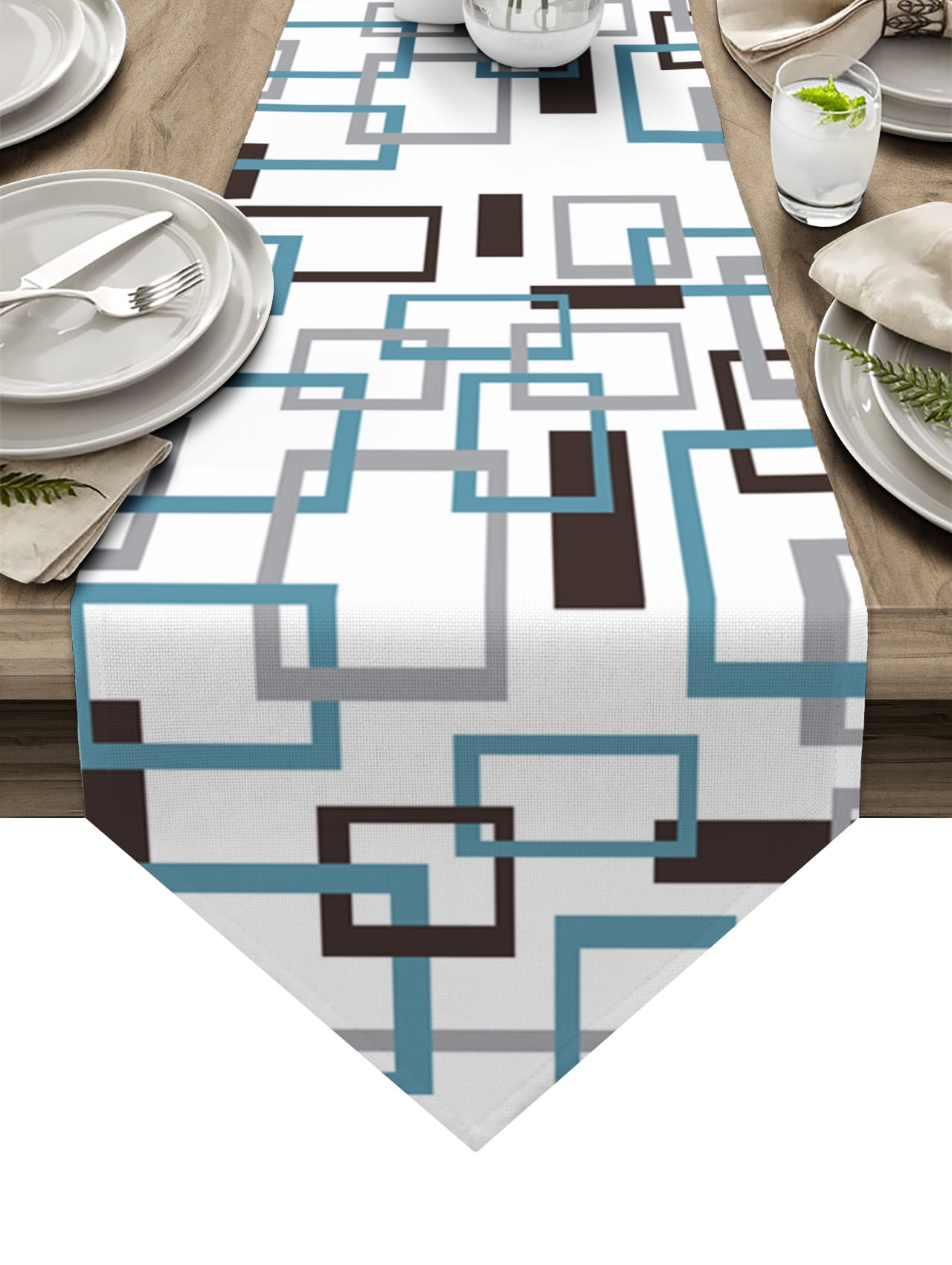 Orange Black Rhombus Triangle Geometry Table Runner Boho Wedding ration Tablecloth Party House ...