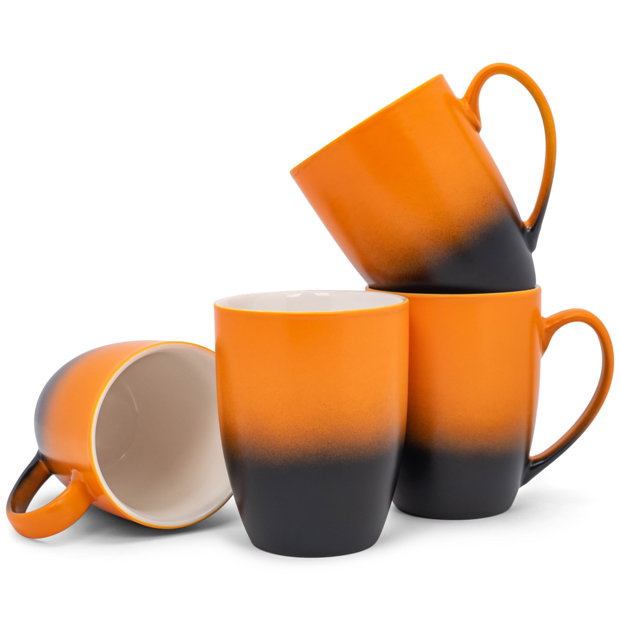 Walmart's Set of 4 Stoneware Coffee Mugs - 10oz, Two-Toned Orange ...