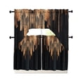 Orange Black Vertical Kitchen Curtains Set for Windows 3 Piece Cafe ...