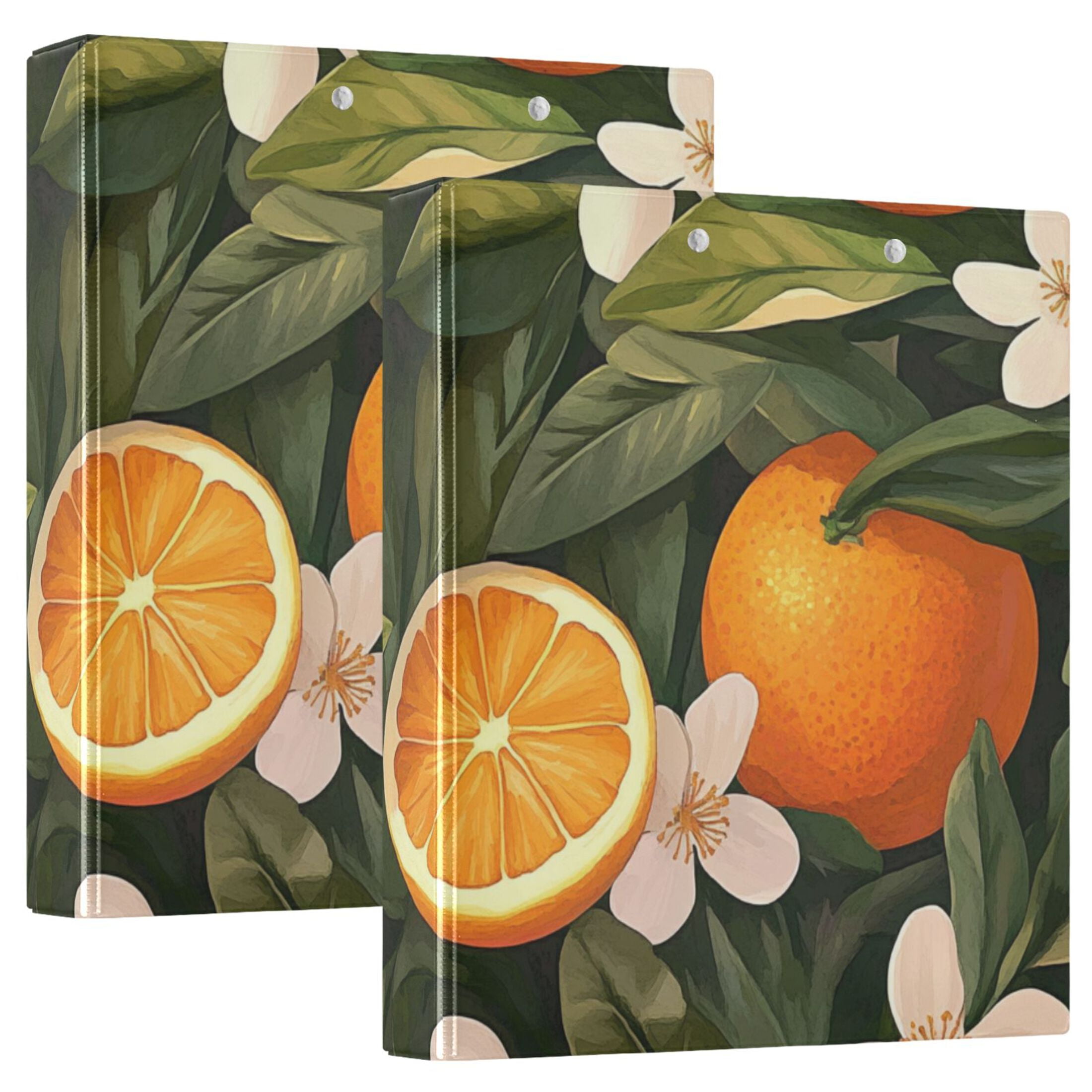 Orange Blossoms Leaves 3 Ring Binders 1.5 inch Hardcover File Folders ...