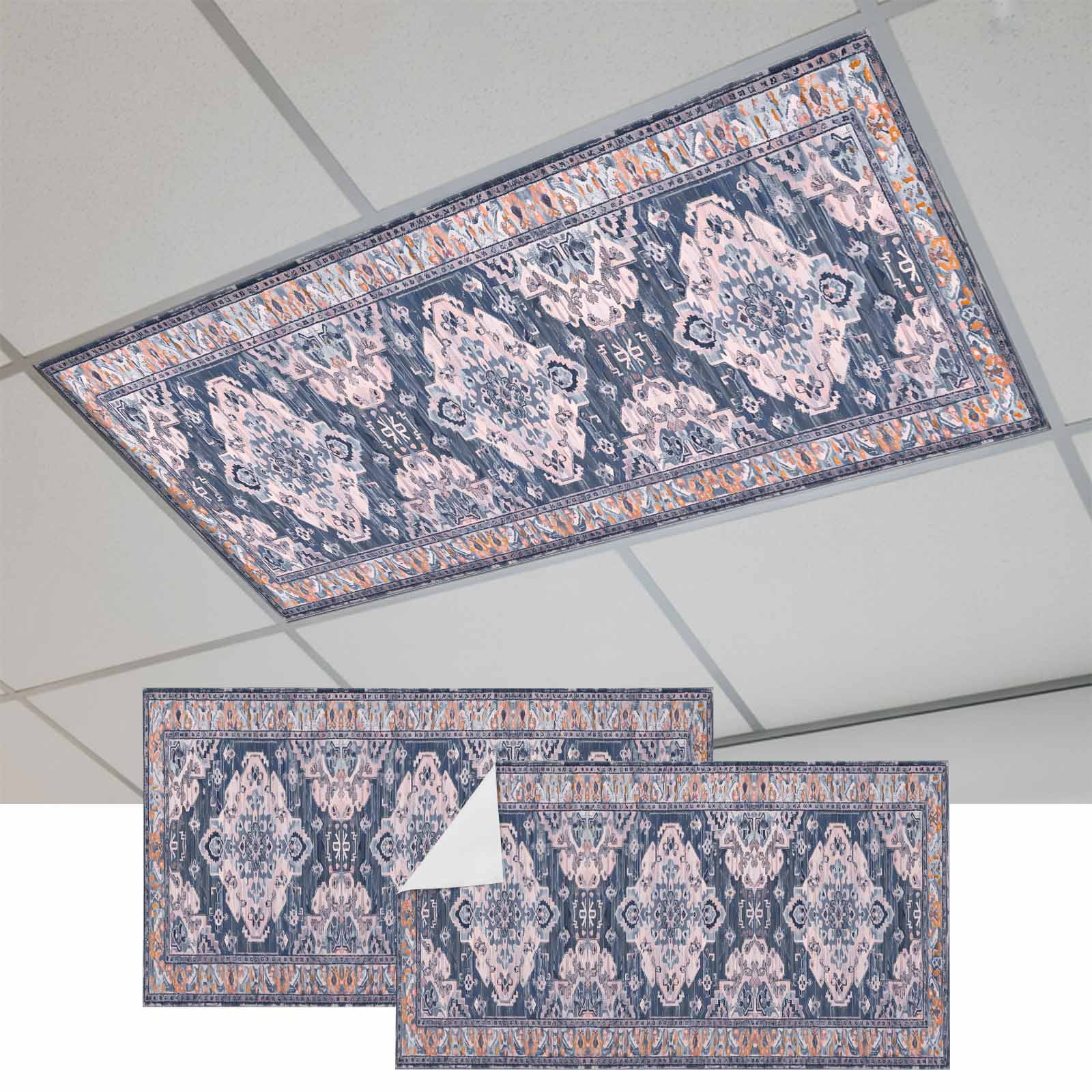 Orange Blue Boho Magnetic Fluorescent Light Covers for Ceiling Lights ...