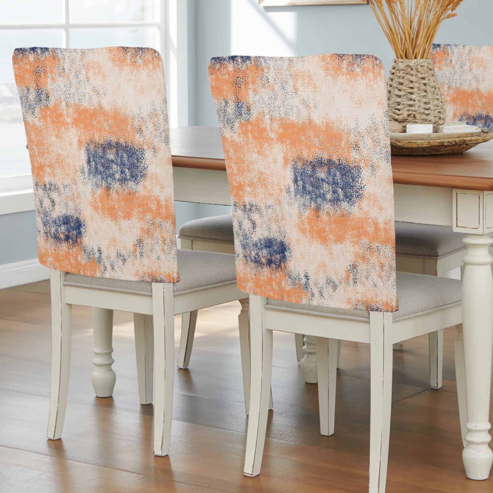 Orange Blue Chair Back Covers, Removable Chair Covers for Dining Chairs ...