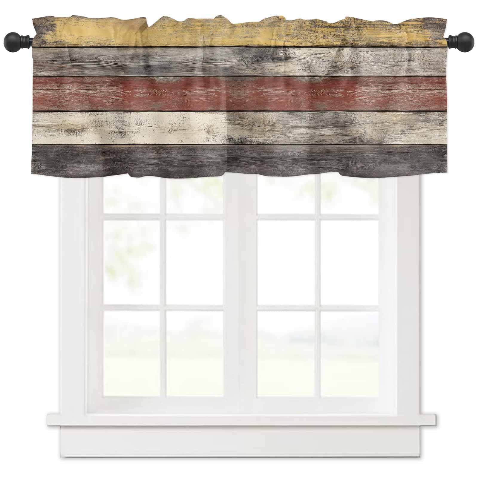 Farmhouse Grey Yellow Valances for Windows Farmhouse Kitchen Curtains ...