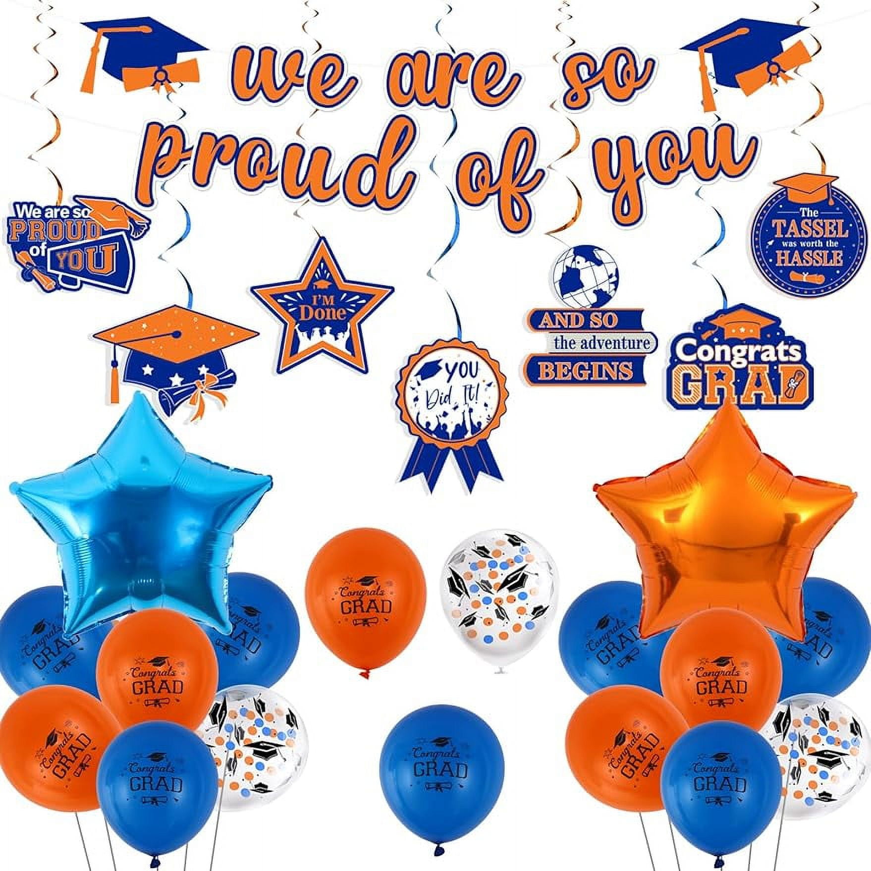 Orange and Blue Graduation Decorations 2024 Graduation Hanging Swirls ...