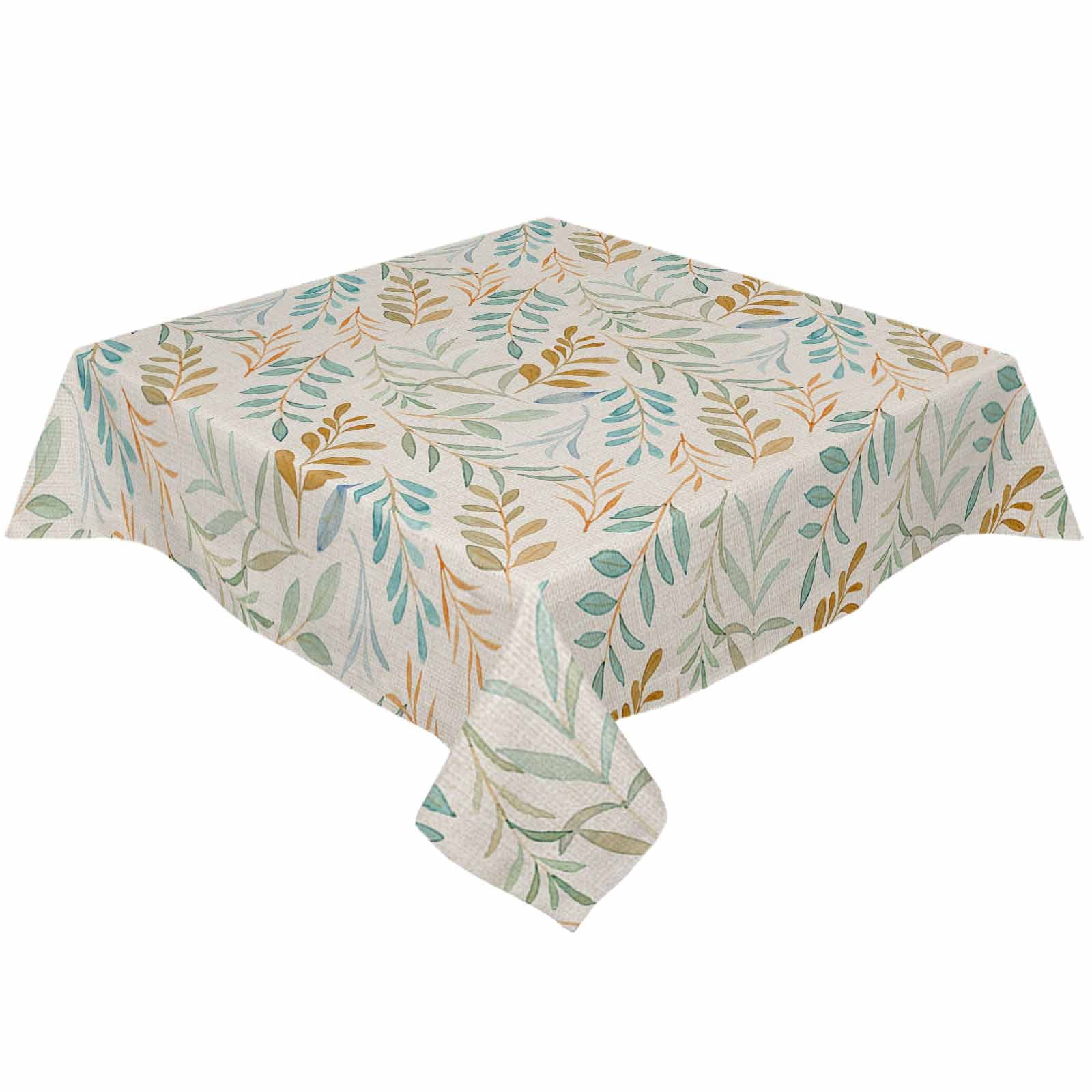 Orange Blue Green Fall Leaf Square/Round Tablecloths 52x52,Rustic Rural ...