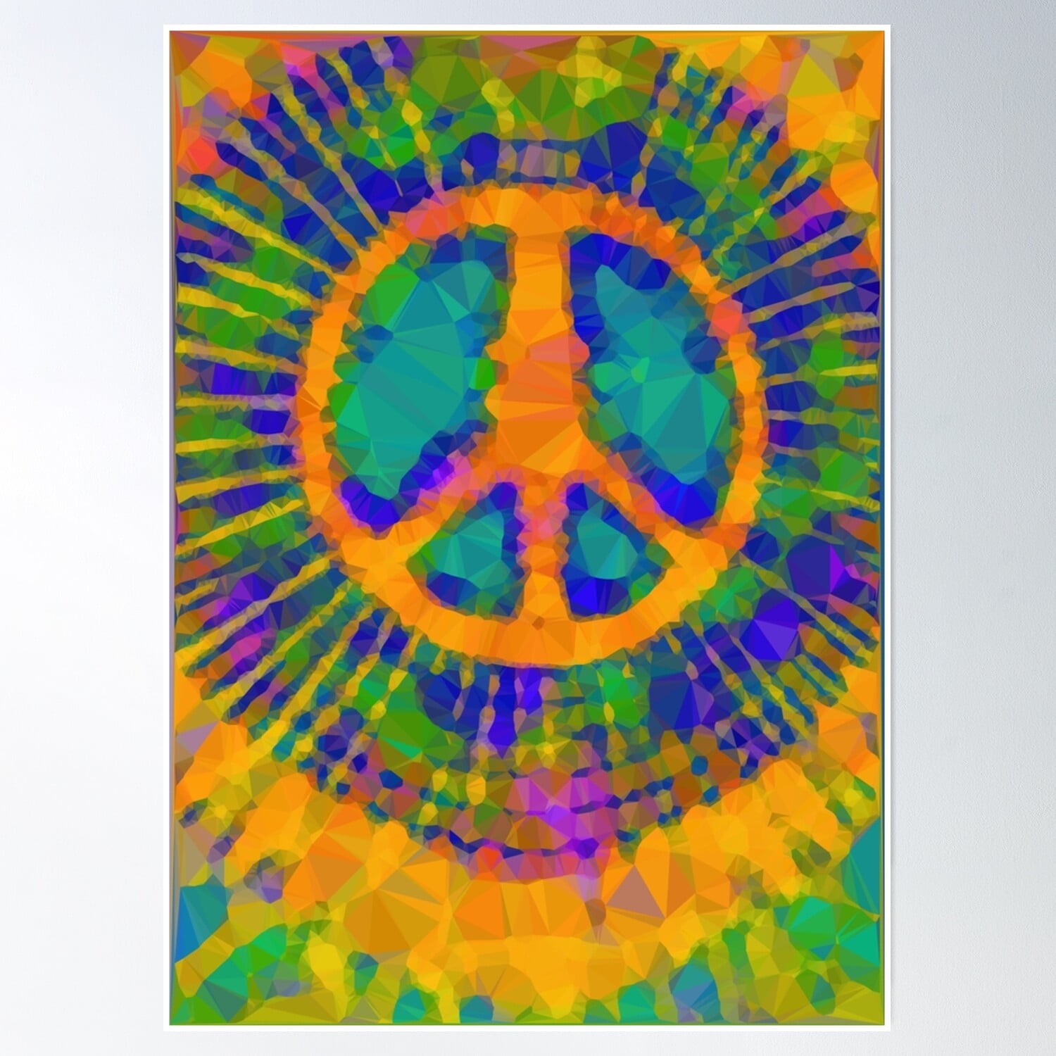 Orange Blue Green Tie Dye Peace Sign Poster Wall Art, Modern Wall Decor ...