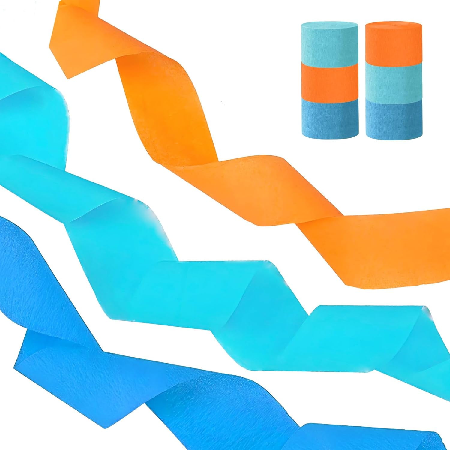 Orange Blue Paper Streamers,6 Rolls Party Streamers for Sports Events ...