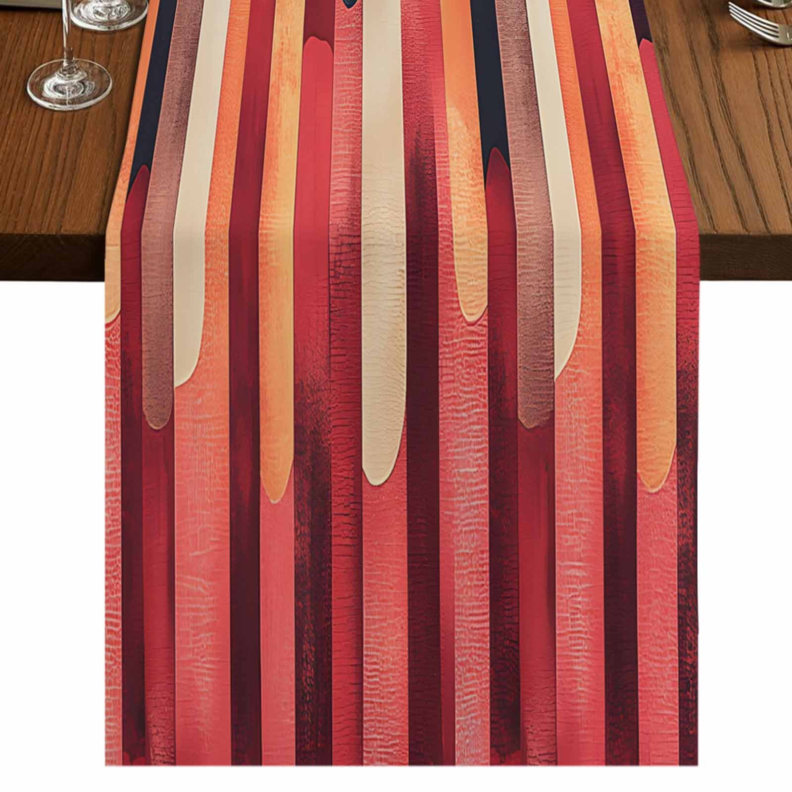 Orange Blue Red 36 Inch Table Runner, Modern Minimalist Vintage Art ...