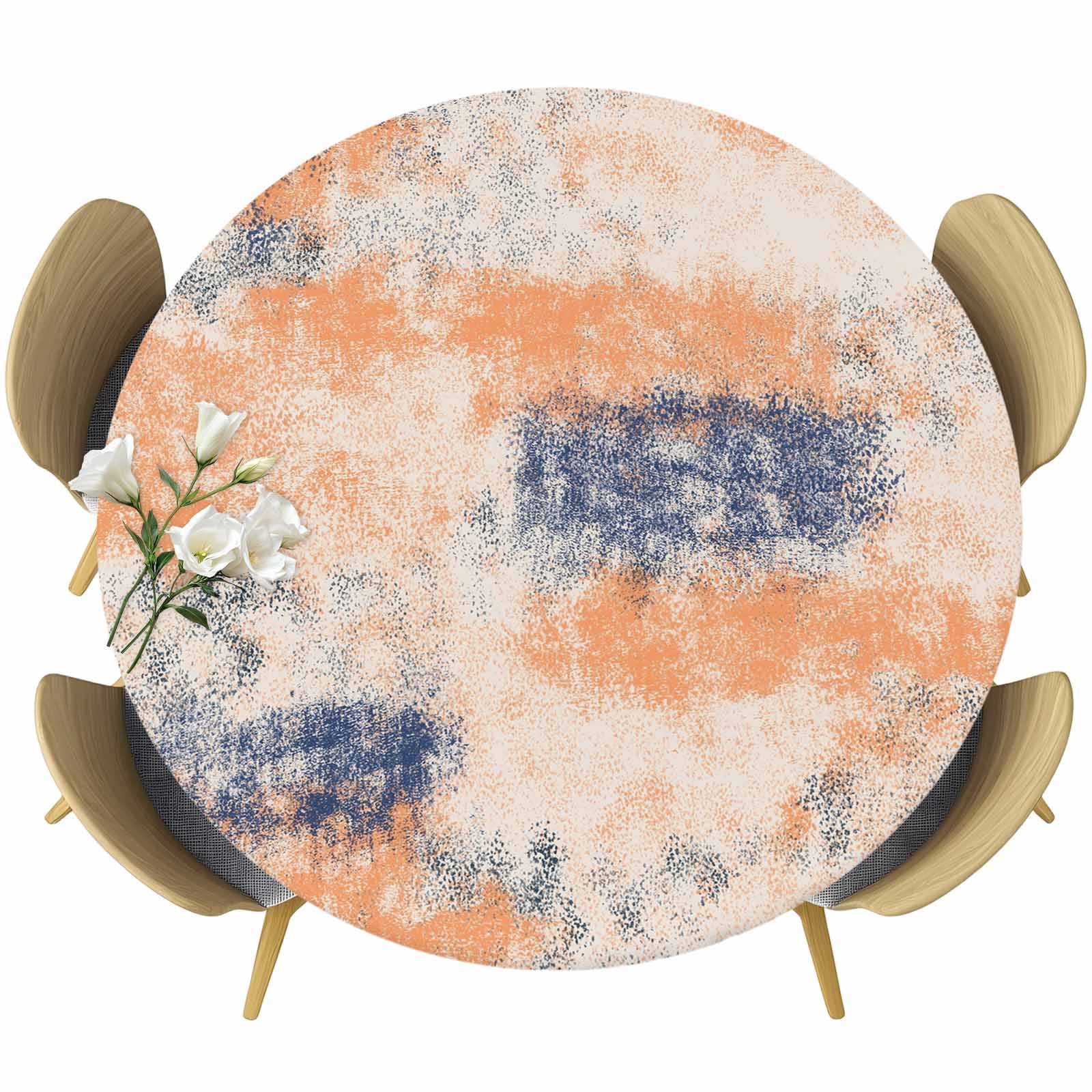 Orange Blue Round Tablecloth 36-44 Inch Round Fitted Table Cloth with ...