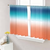 Orange Blue Teal Ombre Sheer Curtains 54 Inch Length 2 Panels Set ...