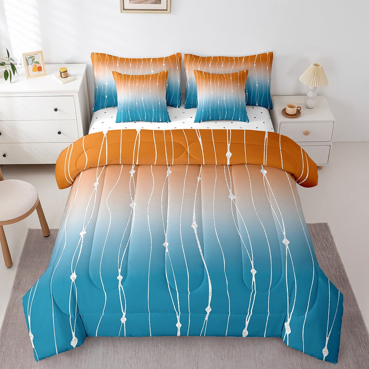 Customer reviews for Orange and Blue Twin Comforter Set 7Pcs for Boys ...