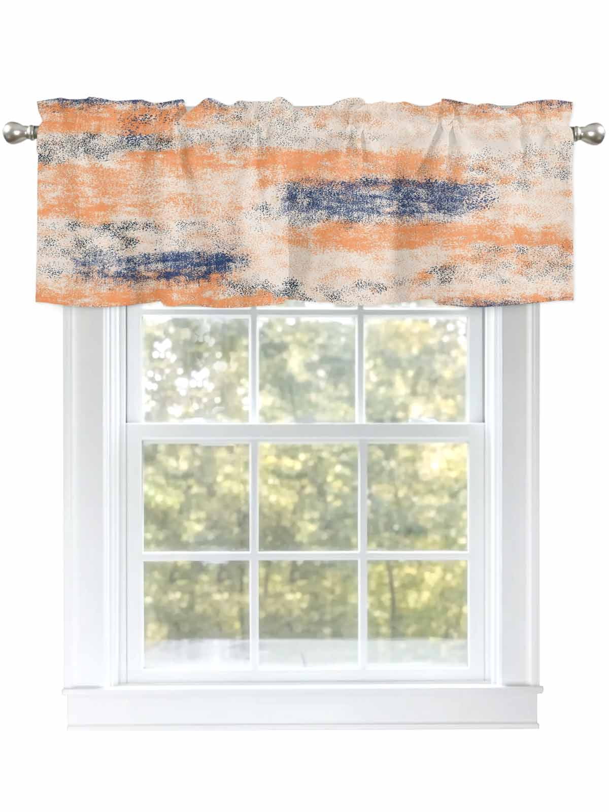 Orange Blue Valances for Windows Abstract Retro Art Painting Modern Rod ...