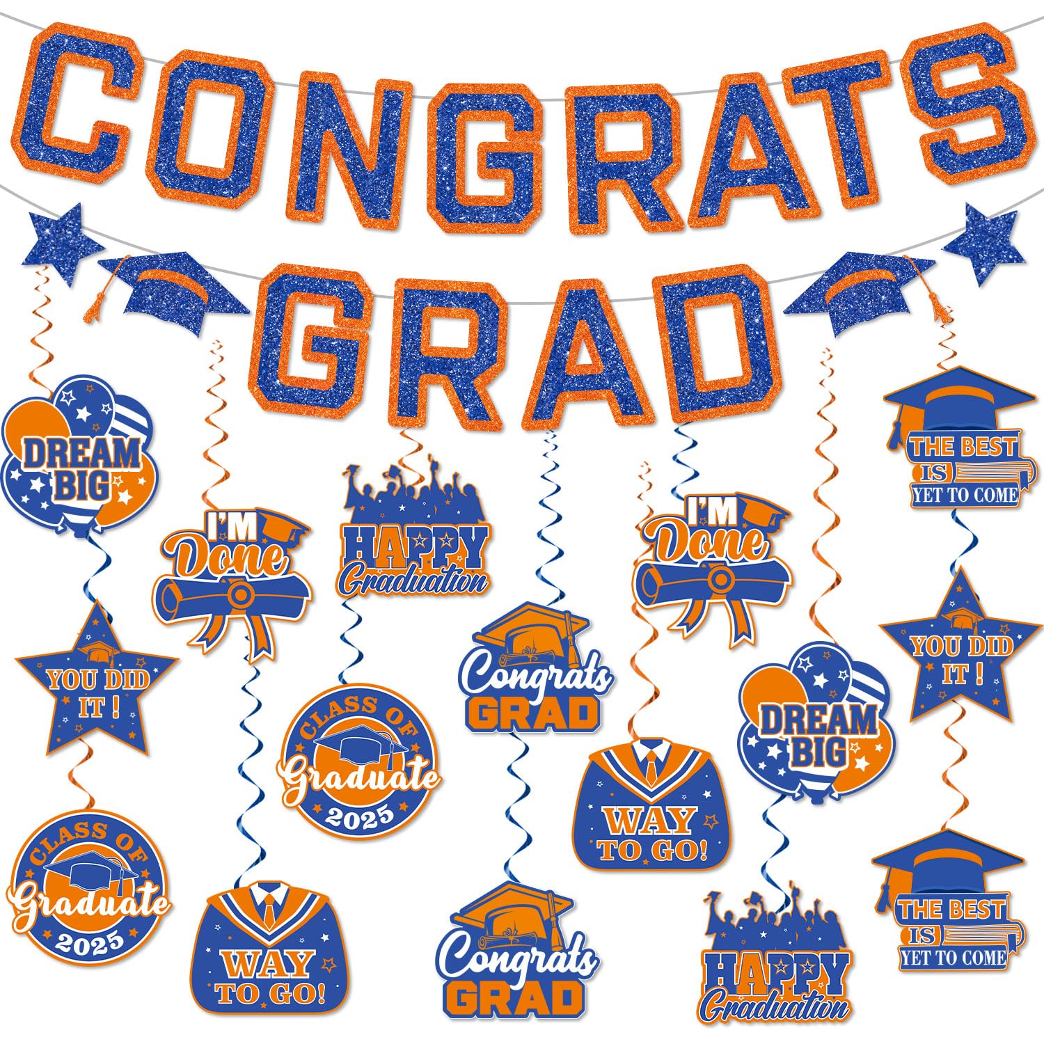 Orange and BlueTRDN Graduation Party Decorations 2025 Congrats Grad ...