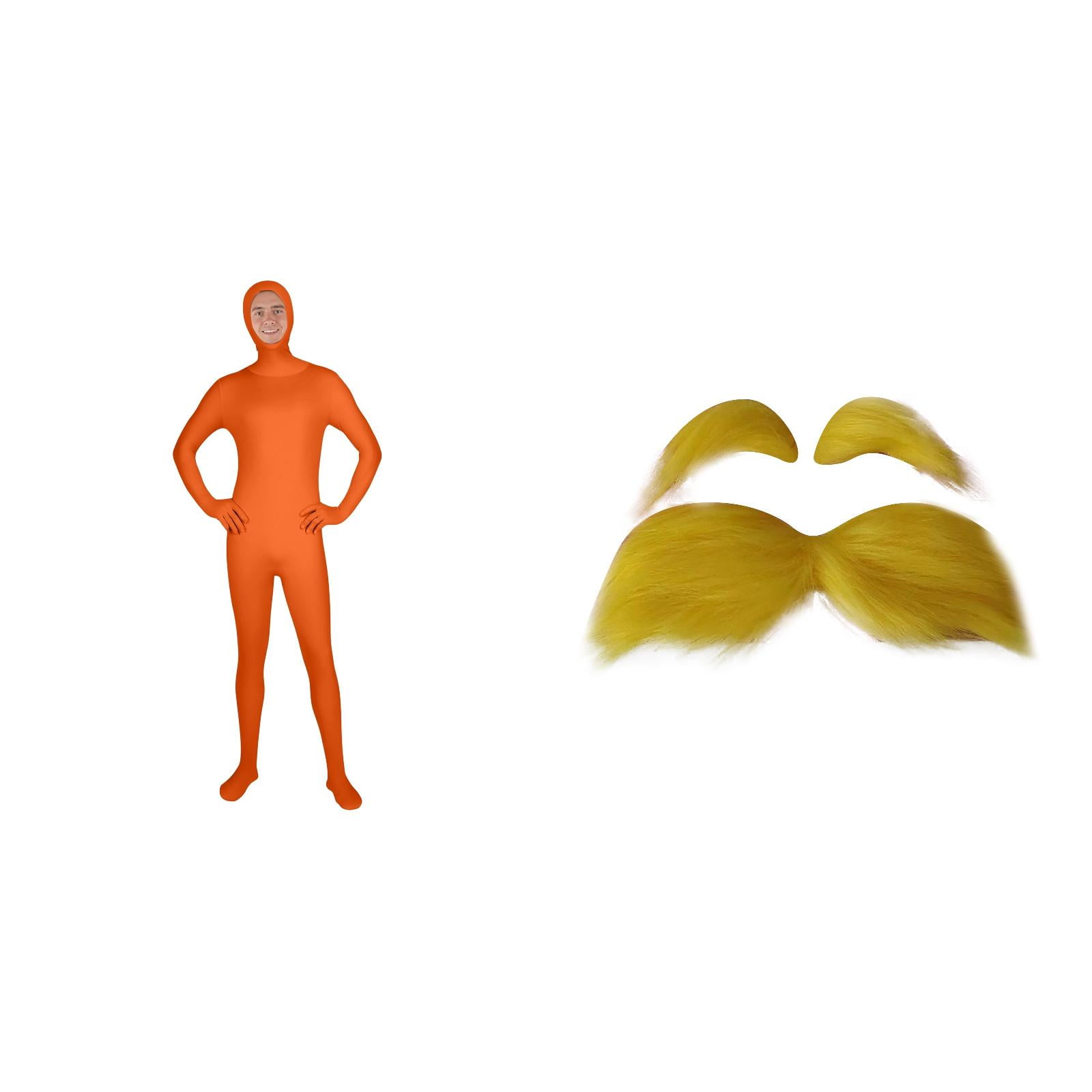 Orange Bodysuit Lo rax Seamless Full Body Catsuit Beard and Eyebrow Set ...