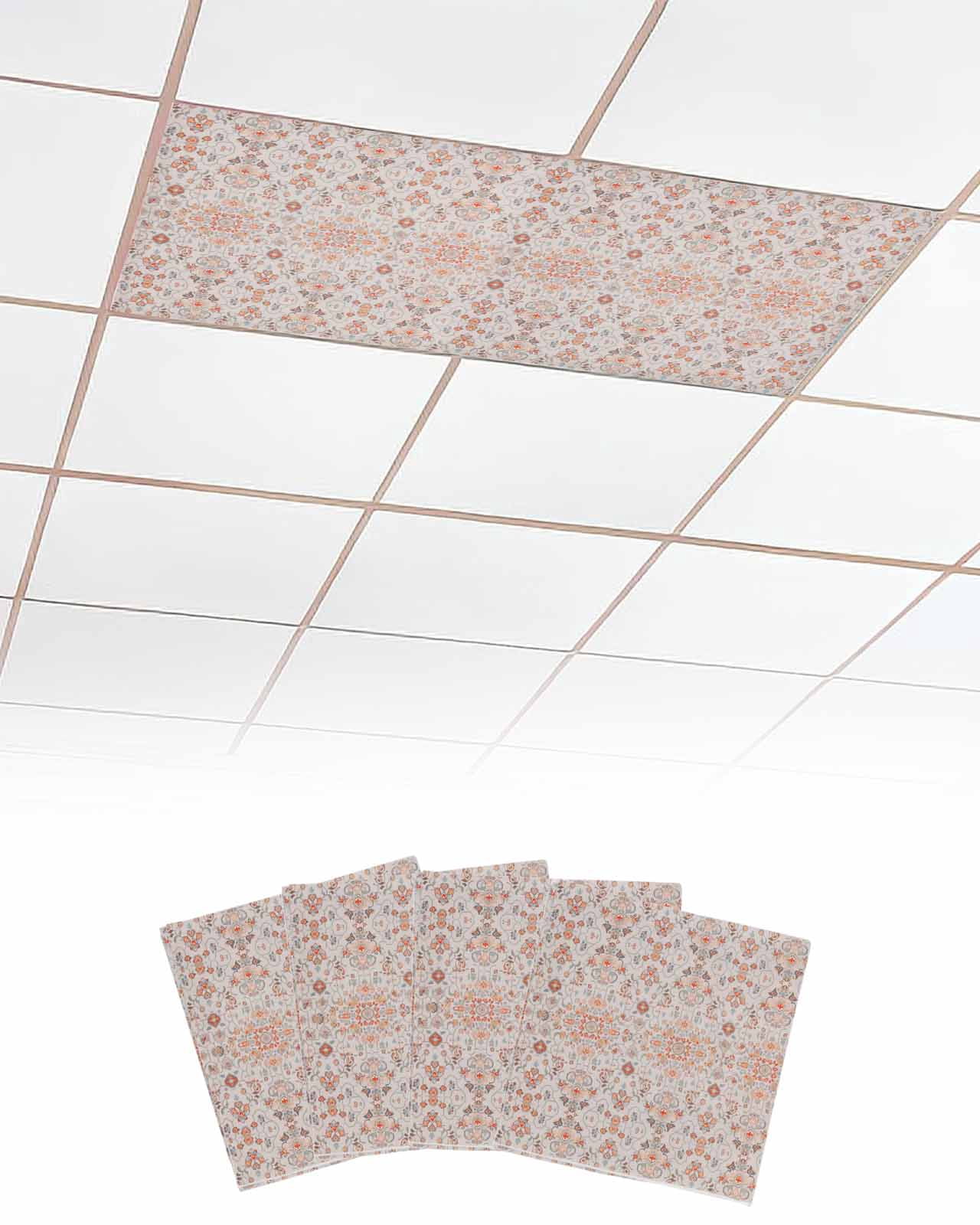 Orange Boho Fluorescent Light Covers for Ceiling Lights 4x2 feet,4 Pack ...