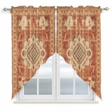 Orange Boho Kitchen Window Curtains, Swag Curtains Valance for Bedroom ...
