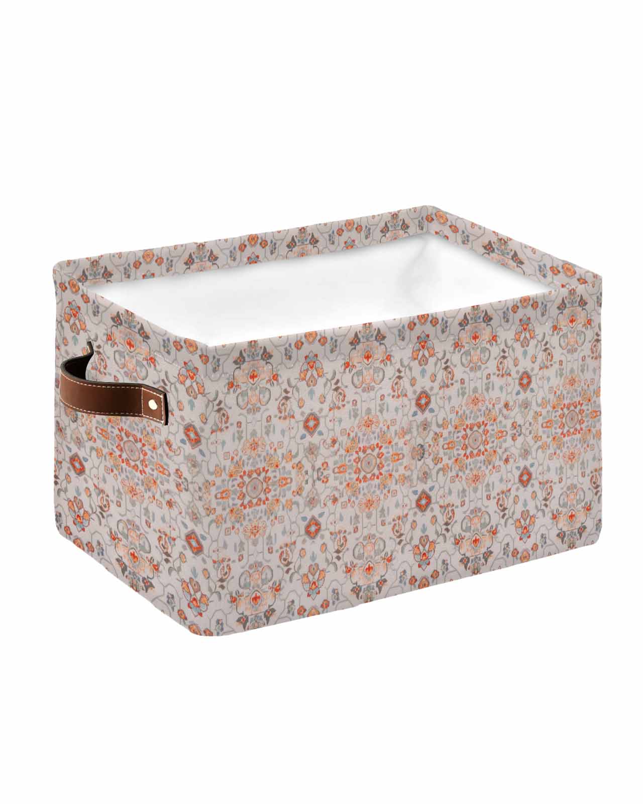 Orange Boho Large Storage Baskets Bins Vintage Southwestern Ethnic Mexican Floral Collapsible ...